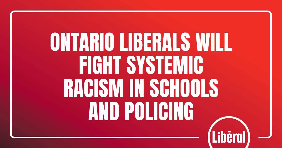 Ontario Liberals Will Fight Systemic Racism in Schools and Policing ...