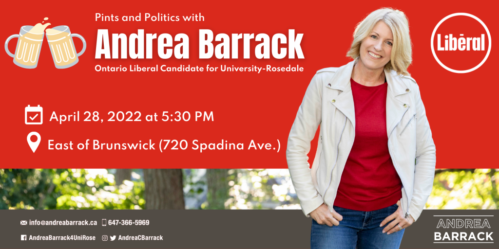 Pints and Politics with Andrea Barrack – Ontario Liberal Party